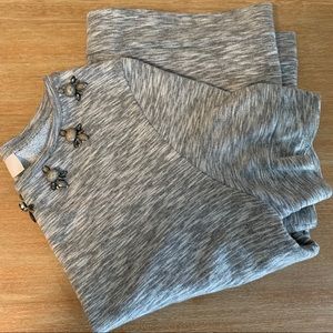 LOFT | Tops | Loft Stone Embellished Neck Short Sleeve Sweater L | Poshmark